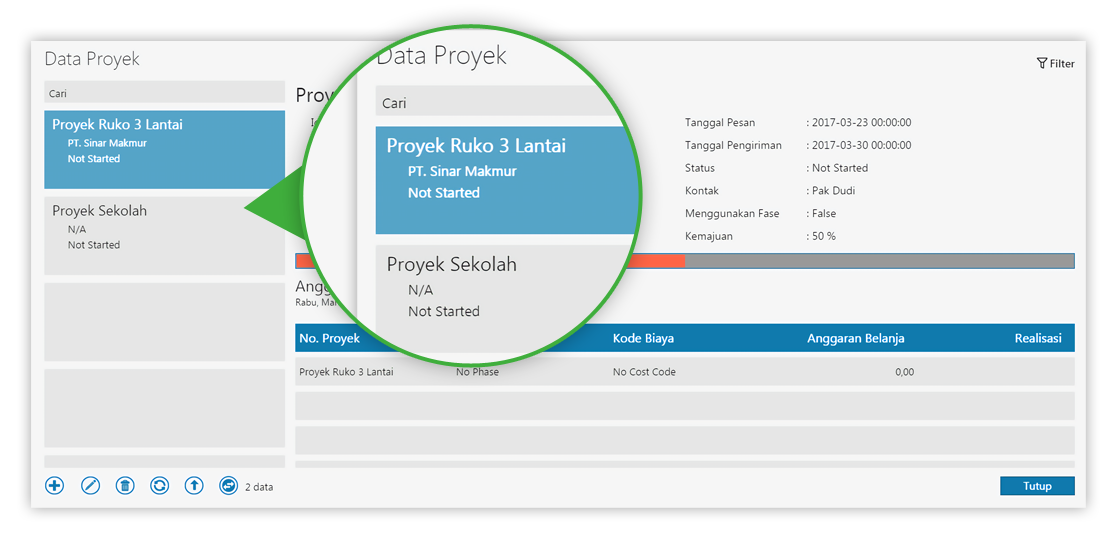 data proyek - Zahir Online - Software Akuntansi Online - Cloud Accounting