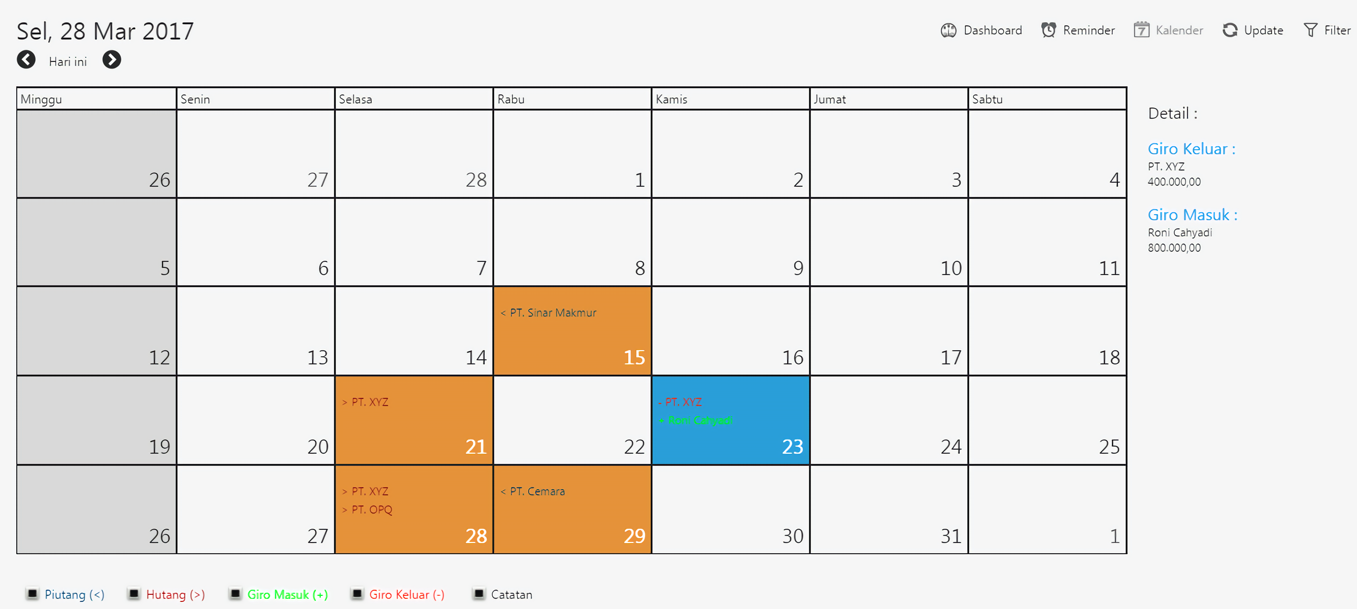 kalender pengingat - Zahir Online - Software Akuntansi Online - Cloud ...